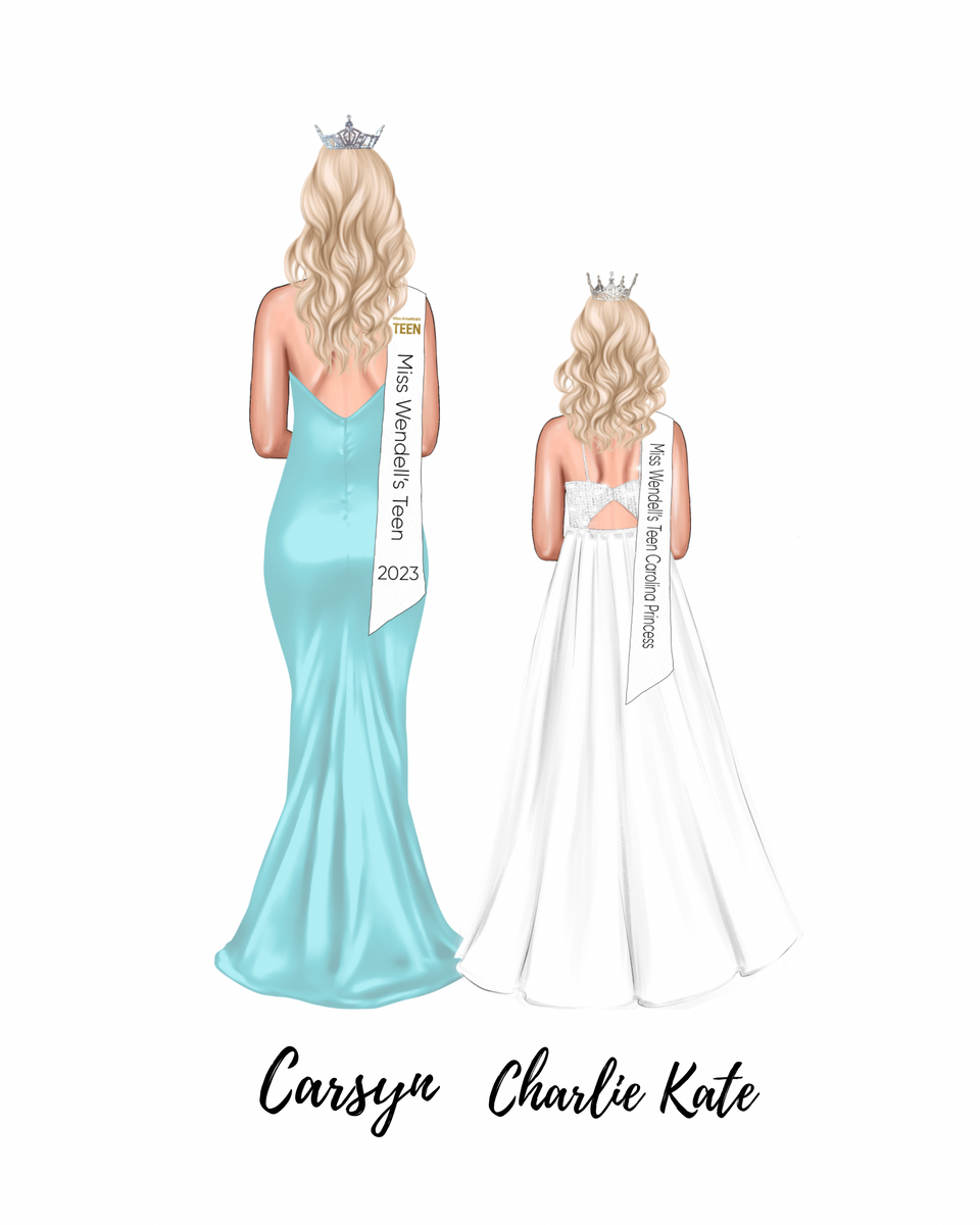 Pageant Group of 2 Digital Drawing w/ Sash – SparklingDesigns