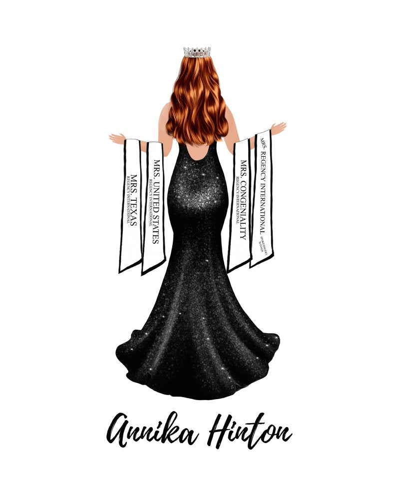 Pageant Digital Drawing w/ Multiple Sashes – SparklingDesigns